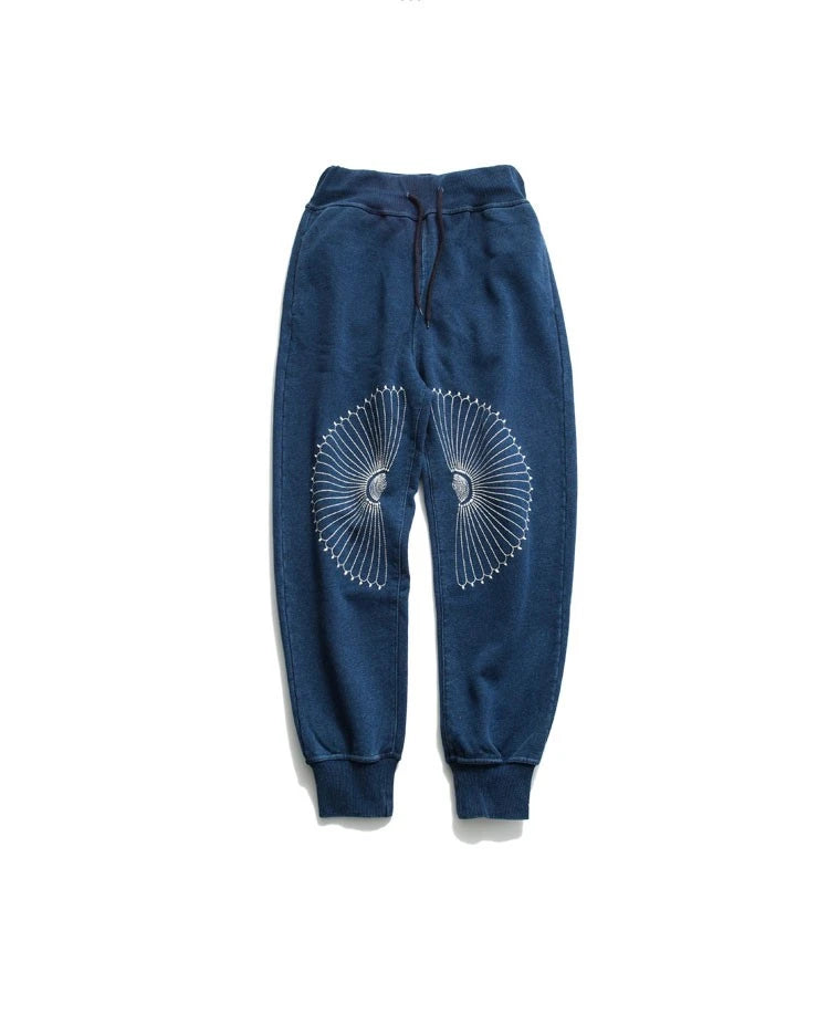 Blue Ethnic Embroidered Sweatpants | RM – BTS – Seven Wear